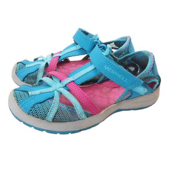 Merrell | Shoes | Merrell Dragonfly Sandal Girls Size 2 Blue Pink Hook ...